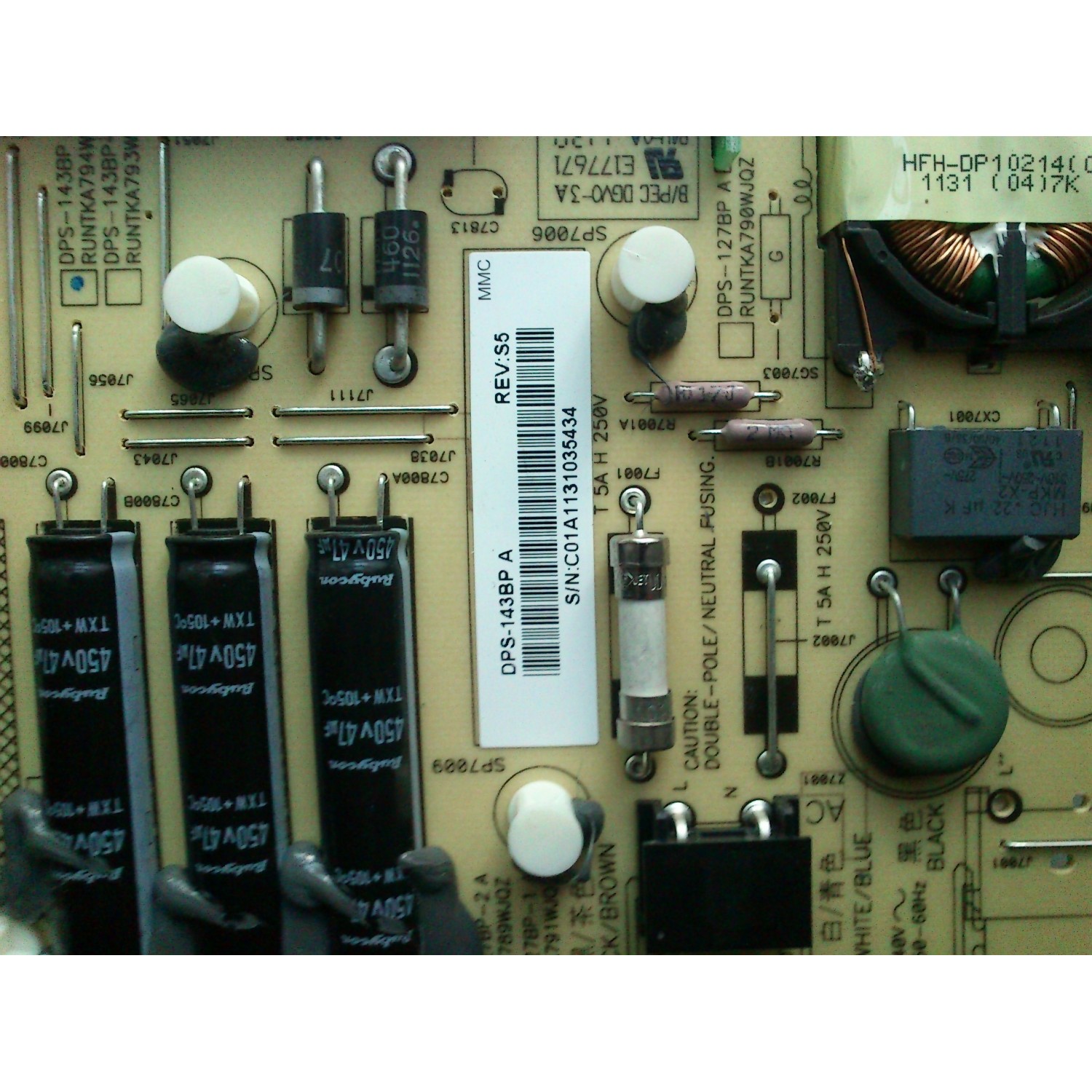 FUENTE DE PODER / SHARP RUNTKA794WJQZ / DPS-143BP / 2950271705 / REV:S5 ...