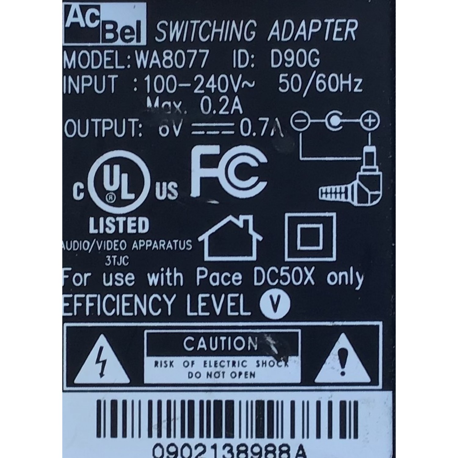 ADAPTADOR ACBEL D90G / 100-240V / SALIDA VCD 6V - 0.7A / 50-60Hz ...