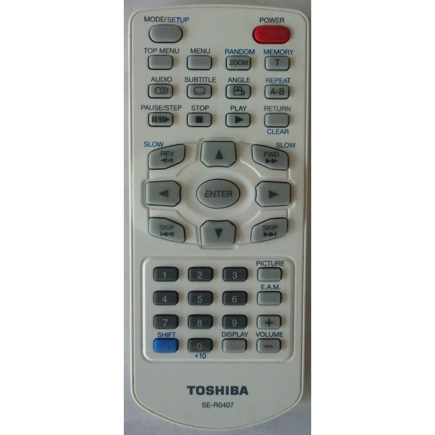 CONTROL REMOTO PARA DVD / TOSHIBA SE-R0367SE-R0407 - Toshiba