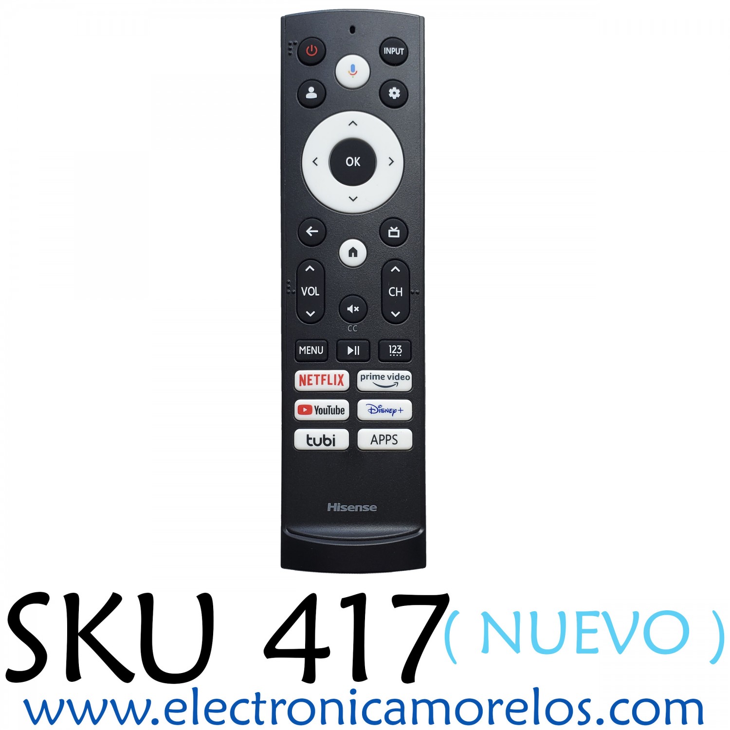 CONTROL REMOTO PARA SMART TV HISENSE, CON COMANDO DE VOZ (ORIGINAL ...