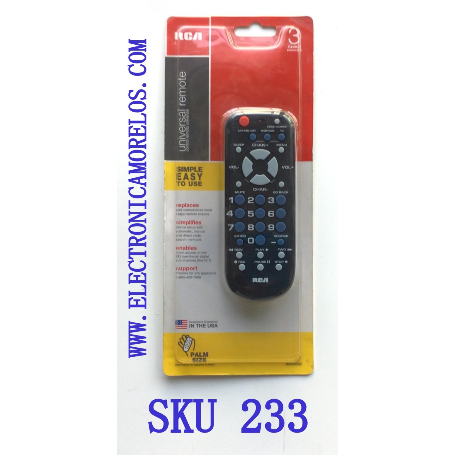 CONTROL REMOTO UNIVERSAL RCA / NUMERO DE PARTE RCR503BZ / MARCAS EN ...