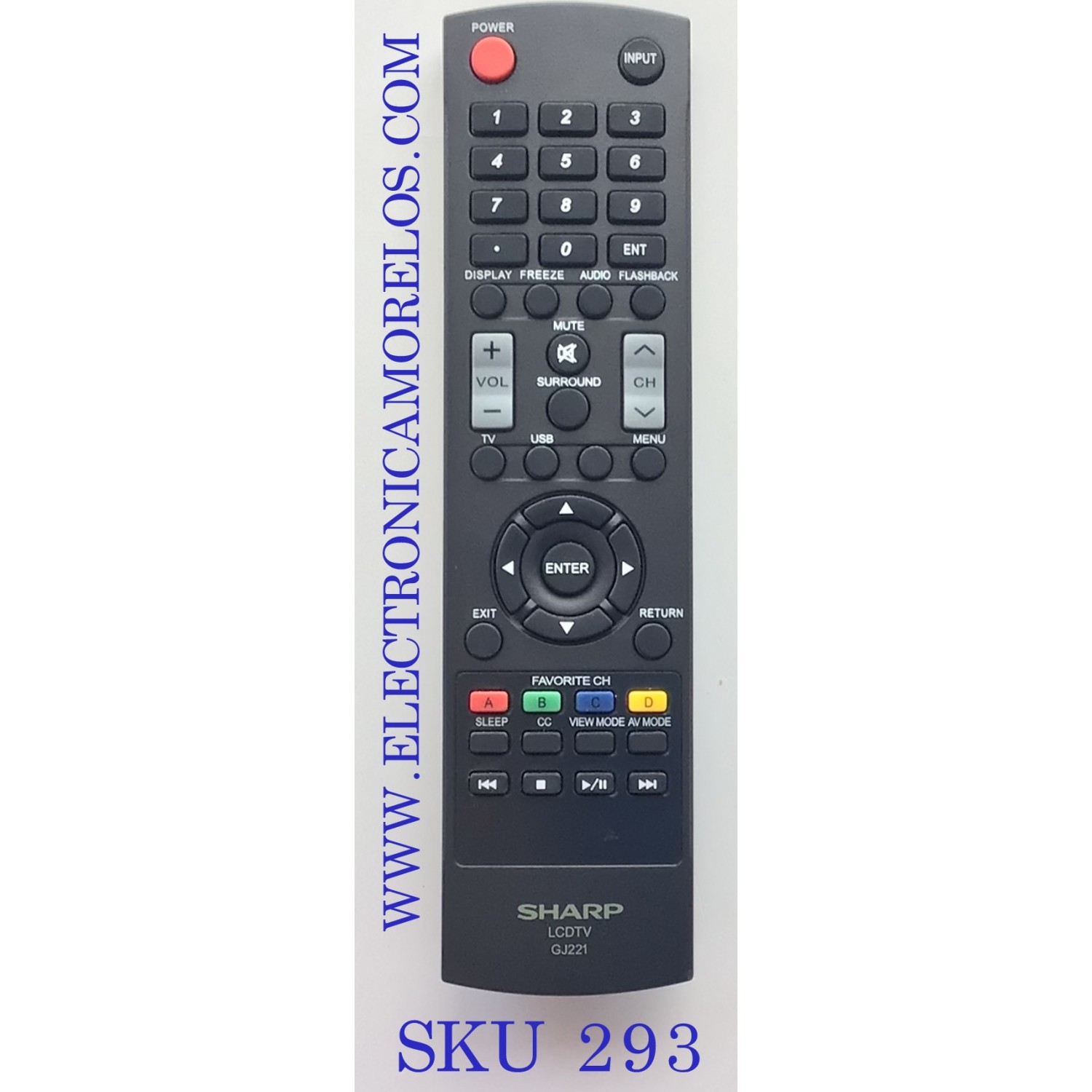 CONTROL REMOTO PARA TV SHARP / NUMERO DE PARTE LCDTVGJ221 / W6023-0145 ...