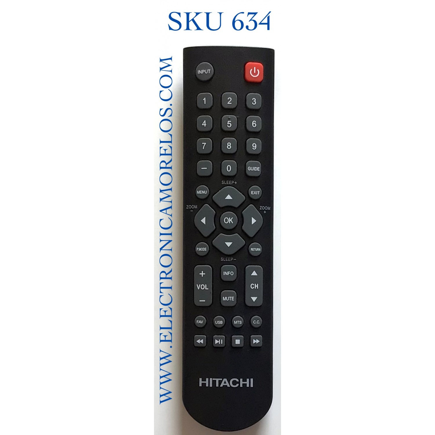 CONTROL REMOTO PARA TV HITACHI / NUMERO DE PARTE 06-520W37-C009X ...