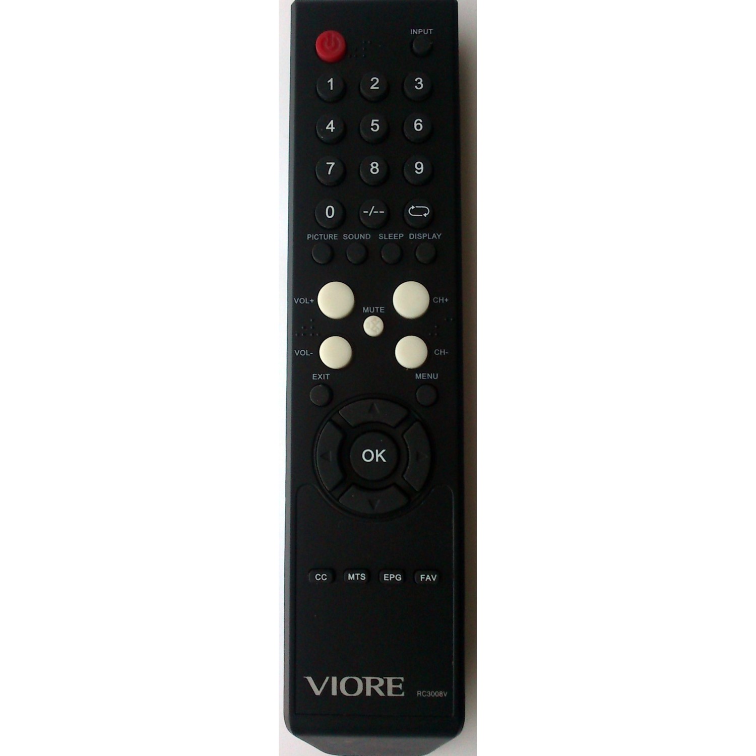 CONTROL REMOTO PARA TV LCD / VIORE RC3008V MODELO LC22VH60RC3008V - VIORE