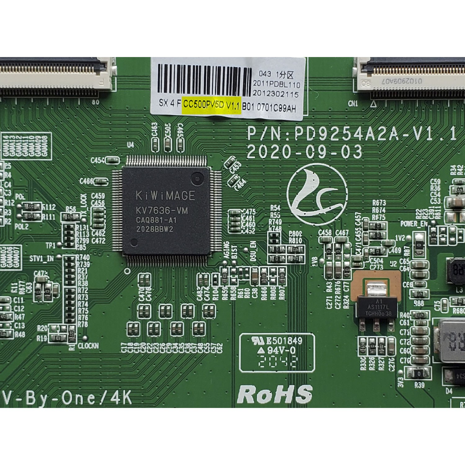 T-CON PARA TV HKPRO / NUMERO DE PARTE 2011PDBL110 / PD9254A2A-V1.1 ...