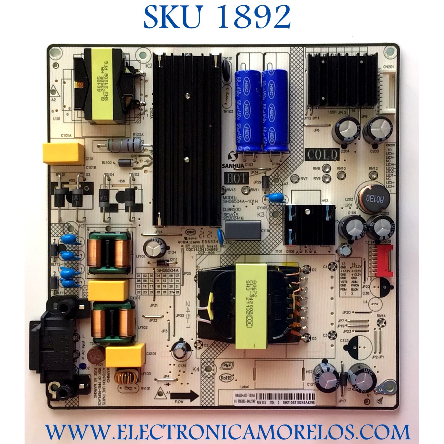 FUENTE DE PODER PARA TV LG UHD 4K SMART TV / NUMERO DE PARTE 81-PBE065 ...