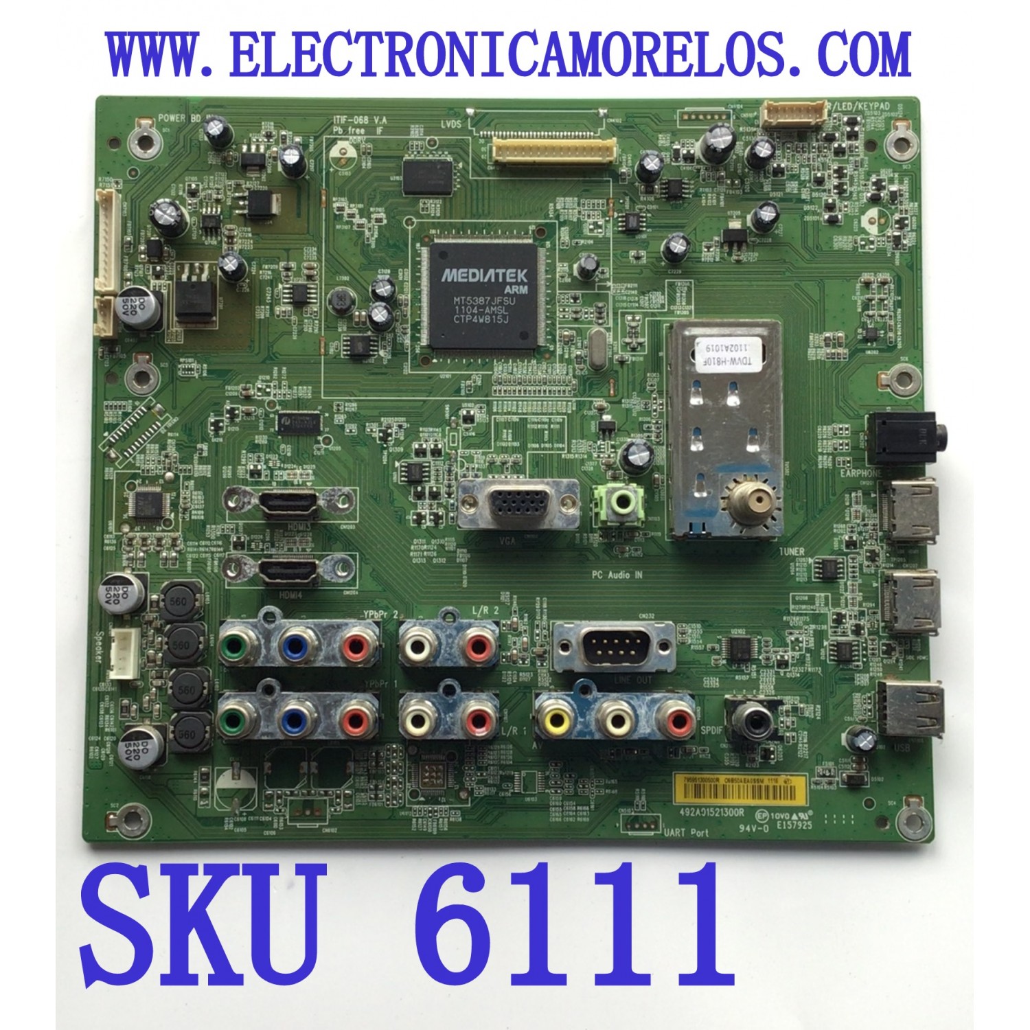 MAIN PARA TV SHARP / NUMERO DE PARTE LC-42D69U / 492A01521300R / ITIF ...