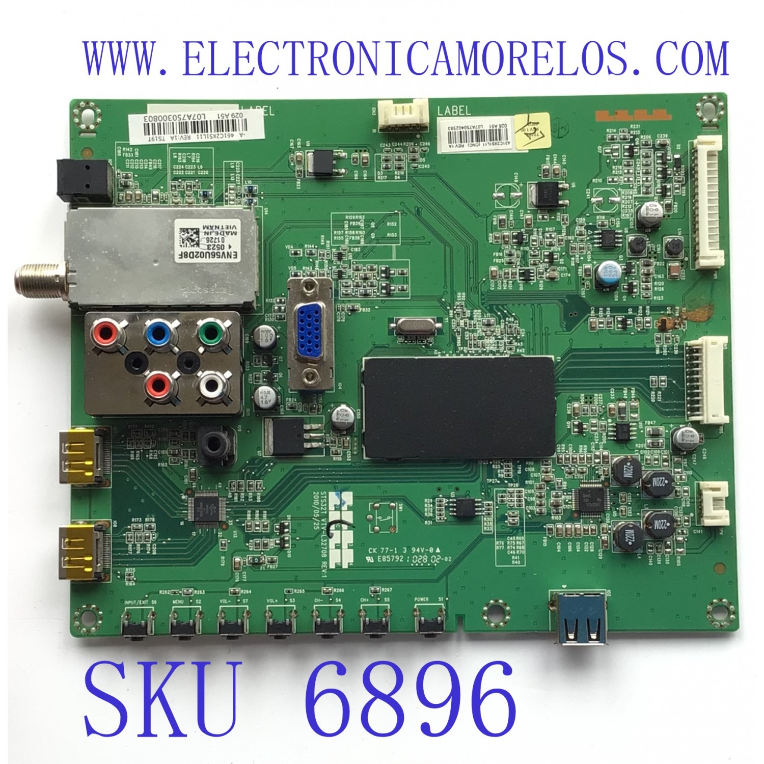 MAIN PARA TV TOSHIBA / NUMERO DE PARTE 431C2X51L11 / STS32T VTV-L32708 ...