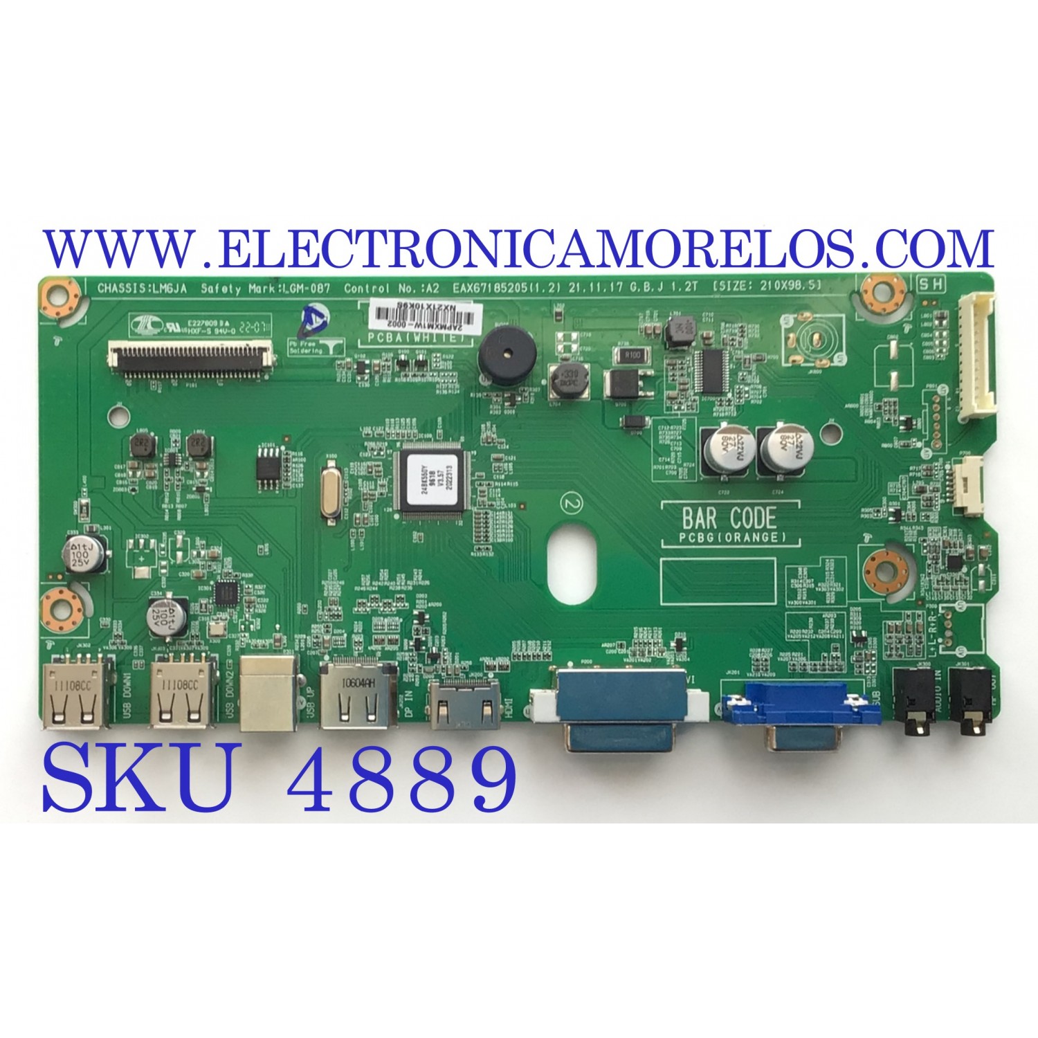 MAIN PARA MONITOR LG / NUMERO DE PARTE EAX67185205 / E227809 / LM6JA ...